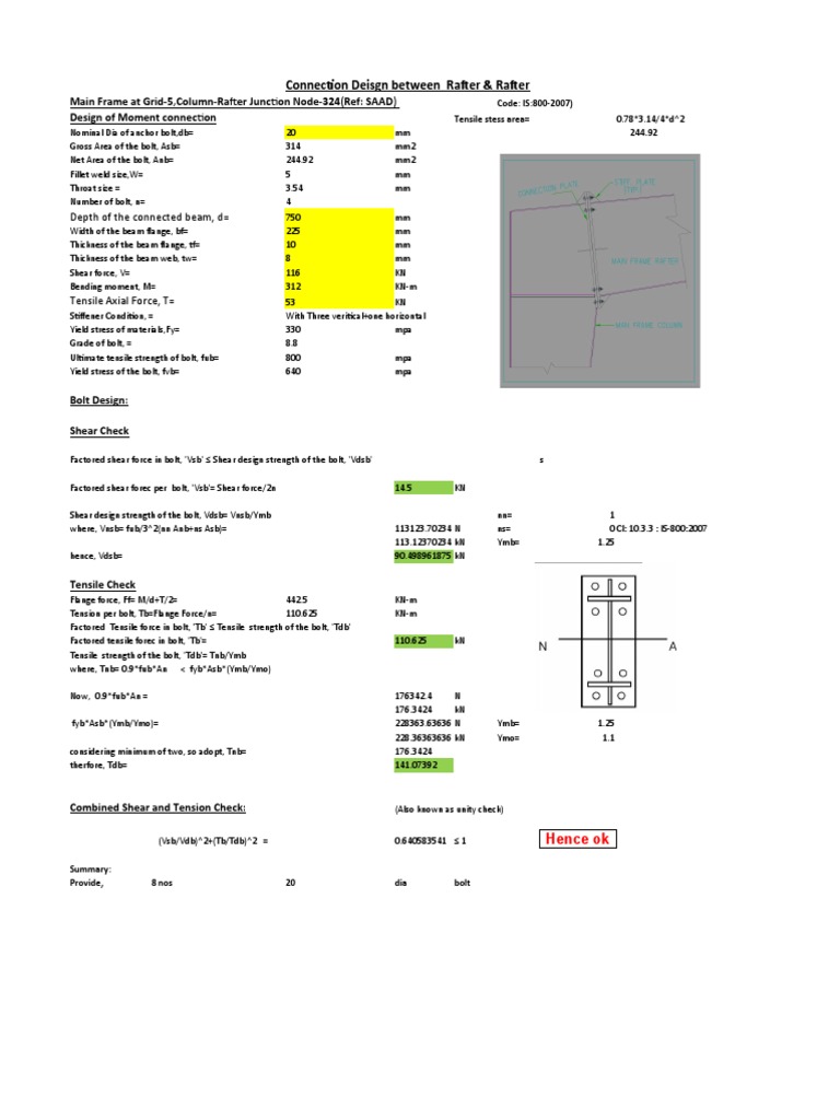 Rafter-Column Connection Design Details | PDF | Screw | Beam (Structure)