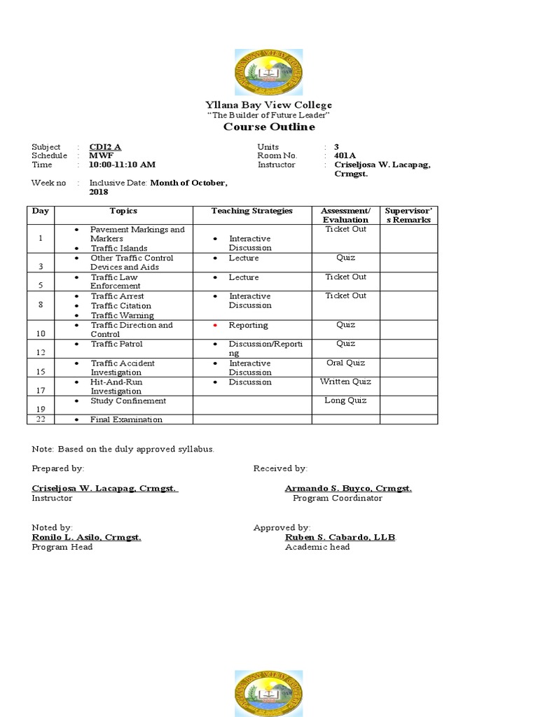 Second Outline - October | PDF | Lecture | Communication