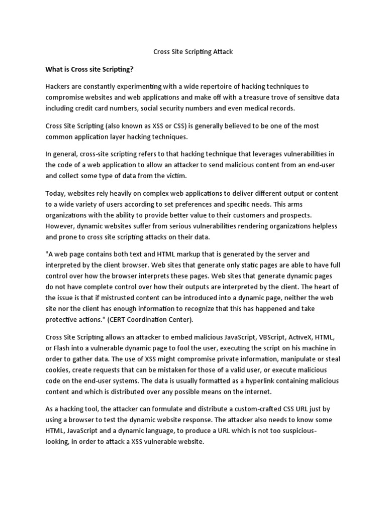 Cross Site Scripting Attack | PDF | World Wide Web | Internet & Web