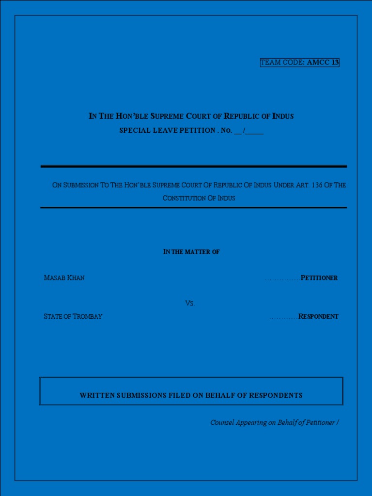 Special Leave Petition - Appellant - Moot Court Memorial | Download ...