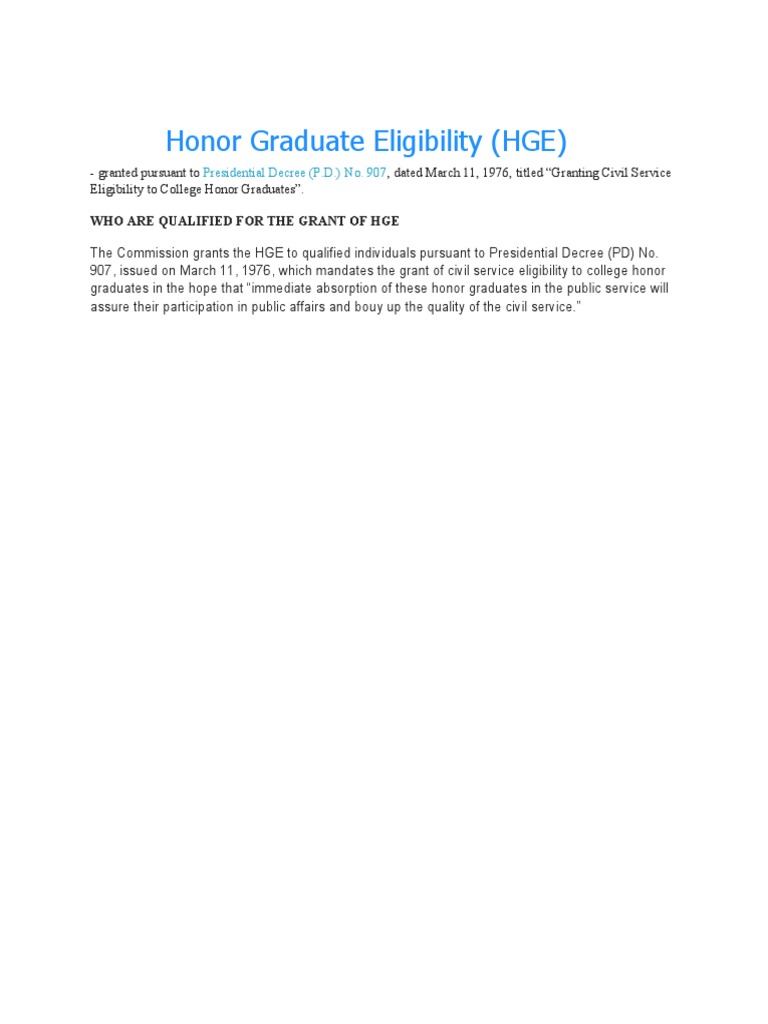 Honor Graduate Eligibility | PDF