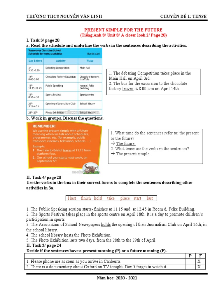 Present Simple For The Future | Download Free PDF | Grammar | Syntax