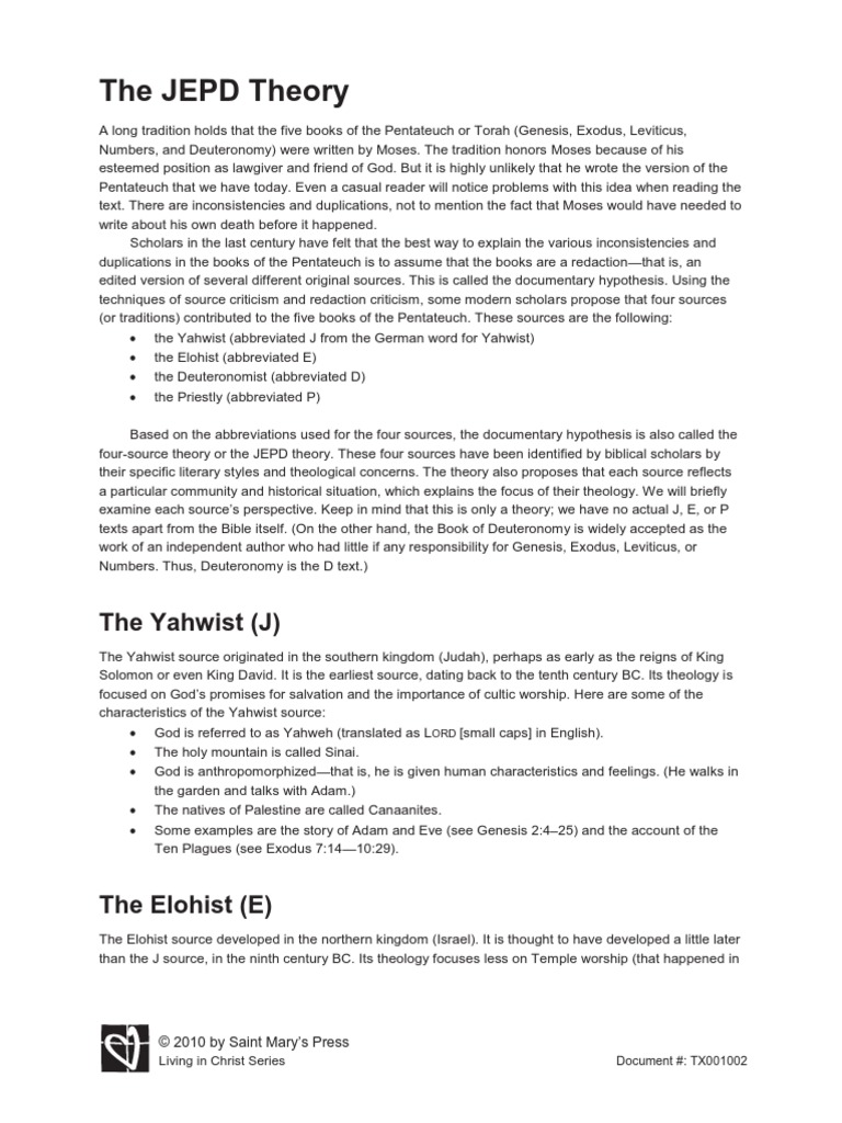 TX001002 1-Content-The JEPD Theory | PDF | Book Of Deuteronomy | Torah
