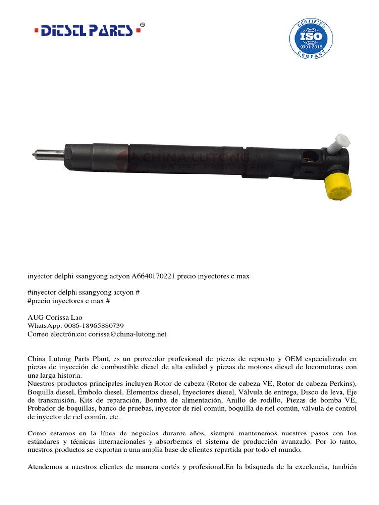 Inyector Delphi Ssangyong Actyon A6640170221 Precio Inyectores C Max ...