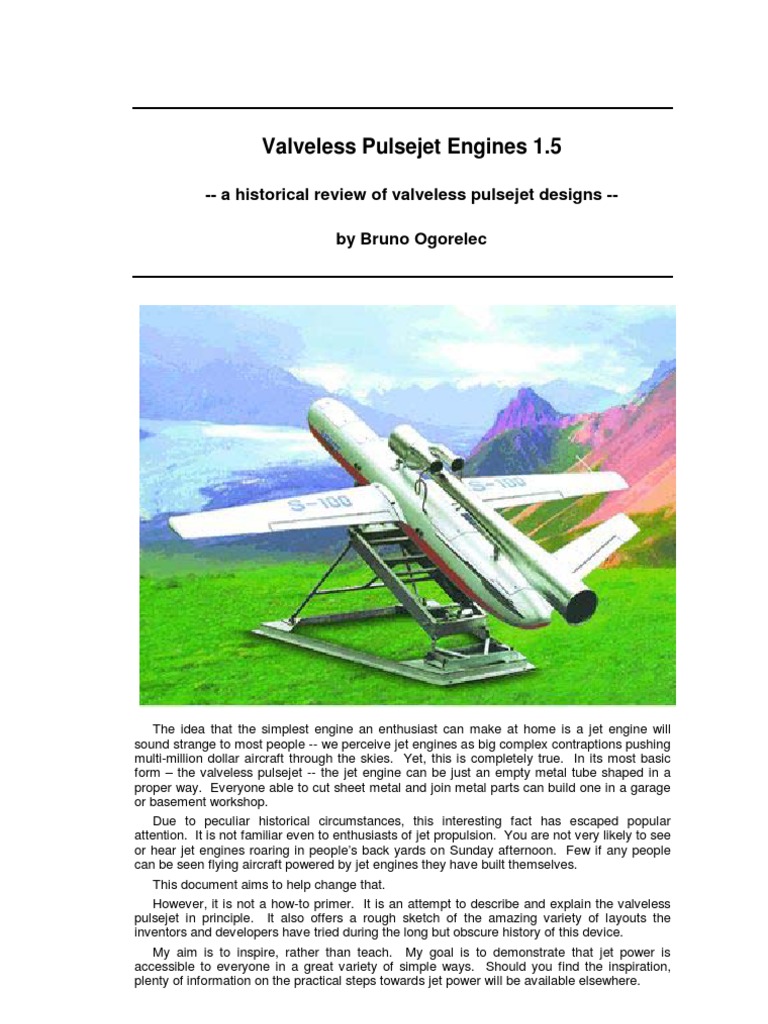 Valveless Pulsejet Engine Overview | PDF
