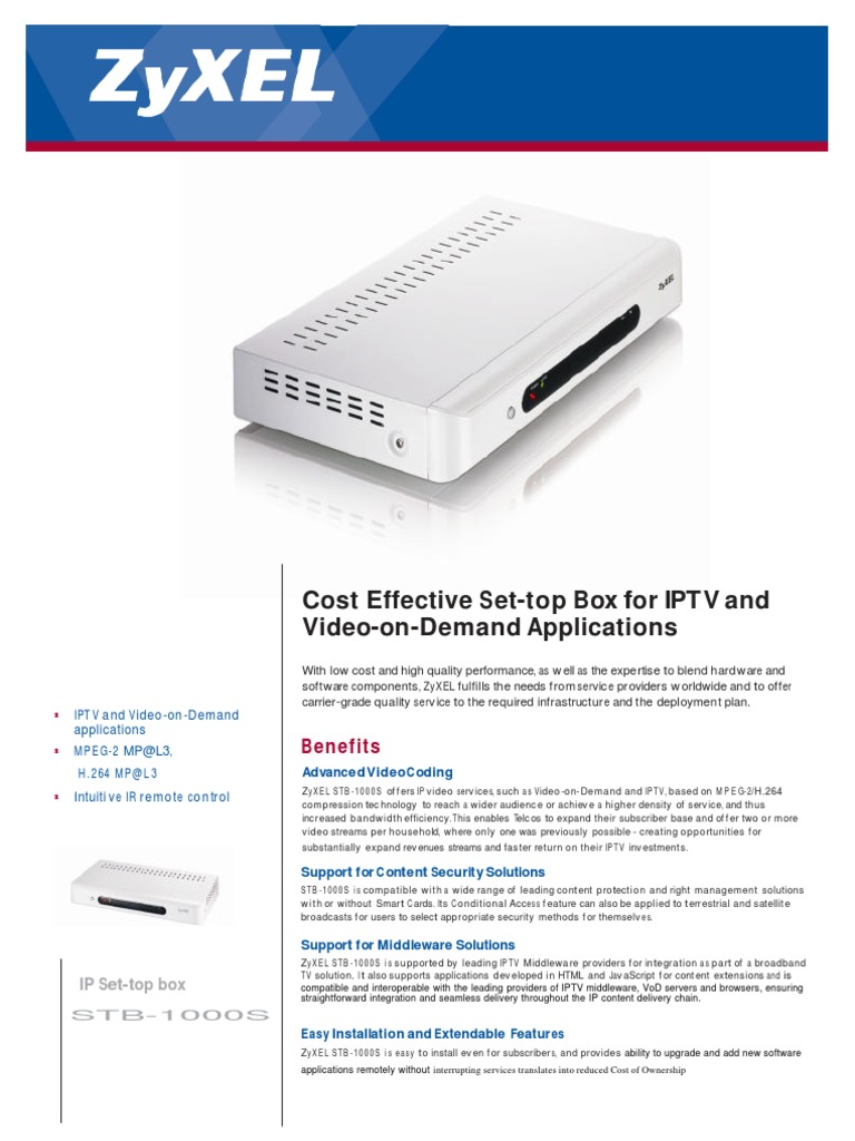 STB-1000S Datasheet | PDF | Iptv | Telecommunications