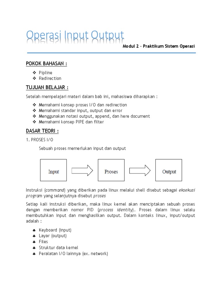 Operasi Input Dan Output | PDF | Metode & Bahan Ajar | Teknologi & Rekayasa