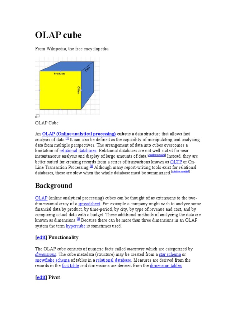 OLAP Cube | PDF | Data Management | Computer Science