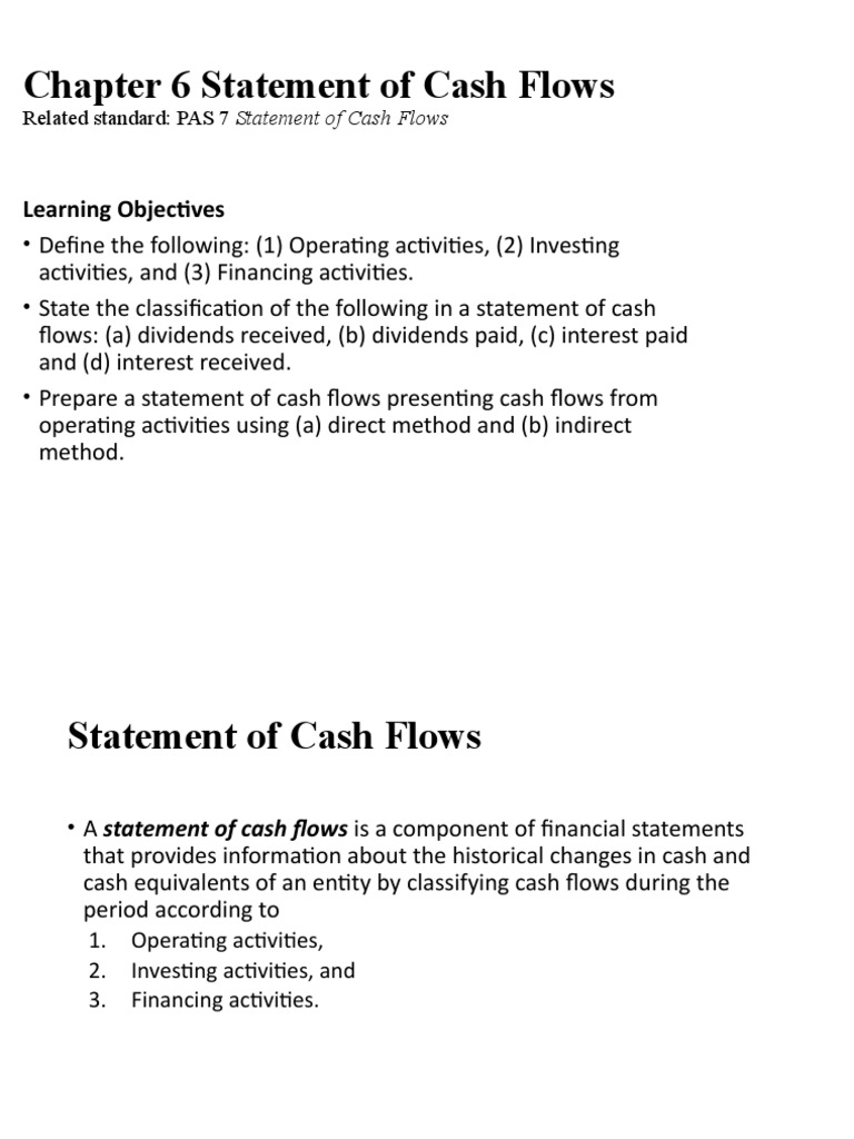 Chapter 6 Statement of Cash Flows: Learning Objectives | PDF | Cash ...