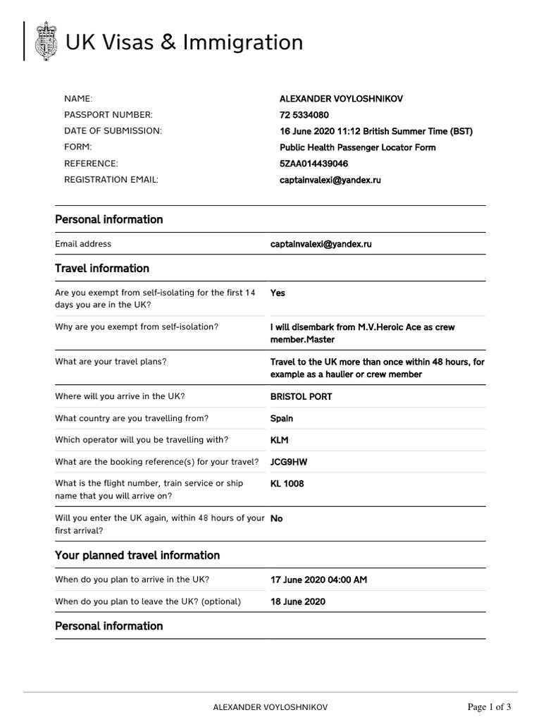 UK Visas & Immigration: Personal Information | PDF | Travel Visa | Cultural Globalization