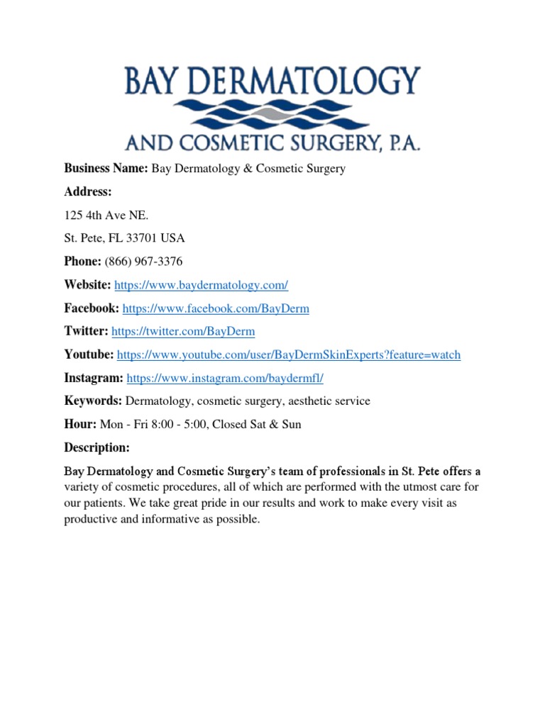 Bay Dermatology & Cosmetic Surgery | PDF