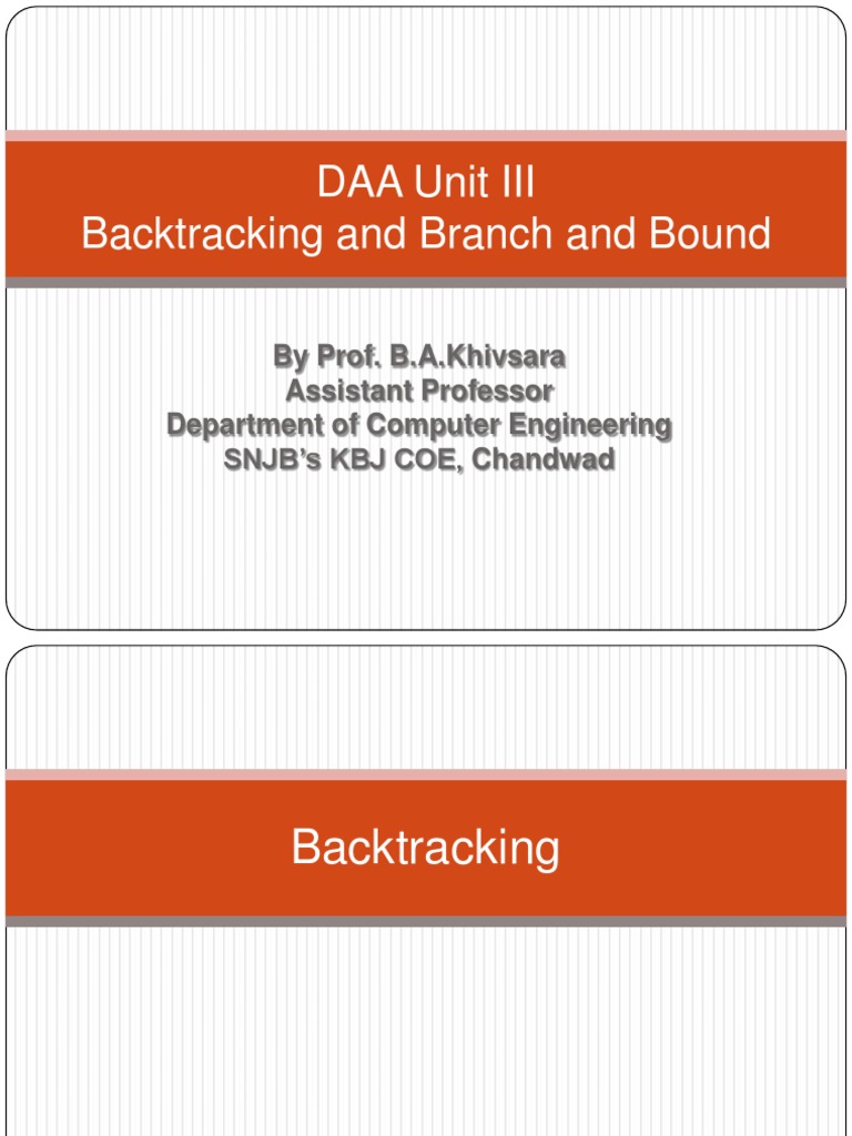 Daa Unit Iii Backtracking and Branch and Bound | PDF | Mathematical Optimization | Applied ...