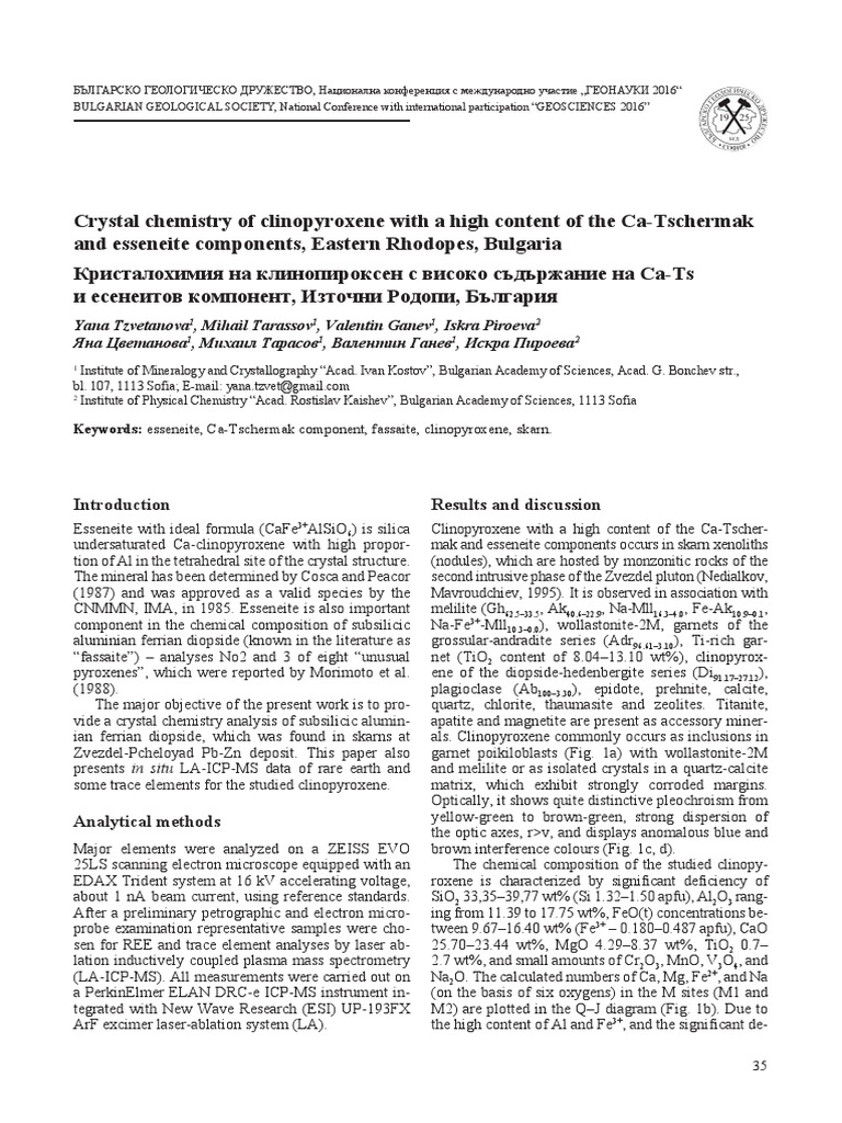 Geochemistry of Bulgarian Clinopyroxene | PDF | Natural Materials ...