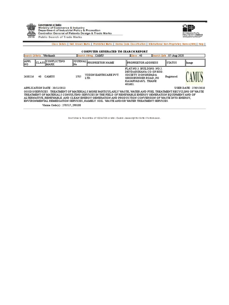 Class Details Well Known Marks Prohibited Marks Vienna Code ...