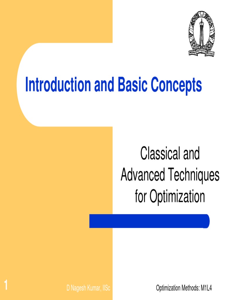 Introduction and Basic Concepts: Classical and Advanced Techniques For Optimization | PDF