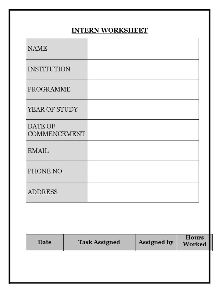 Worksheet Intern | PDF