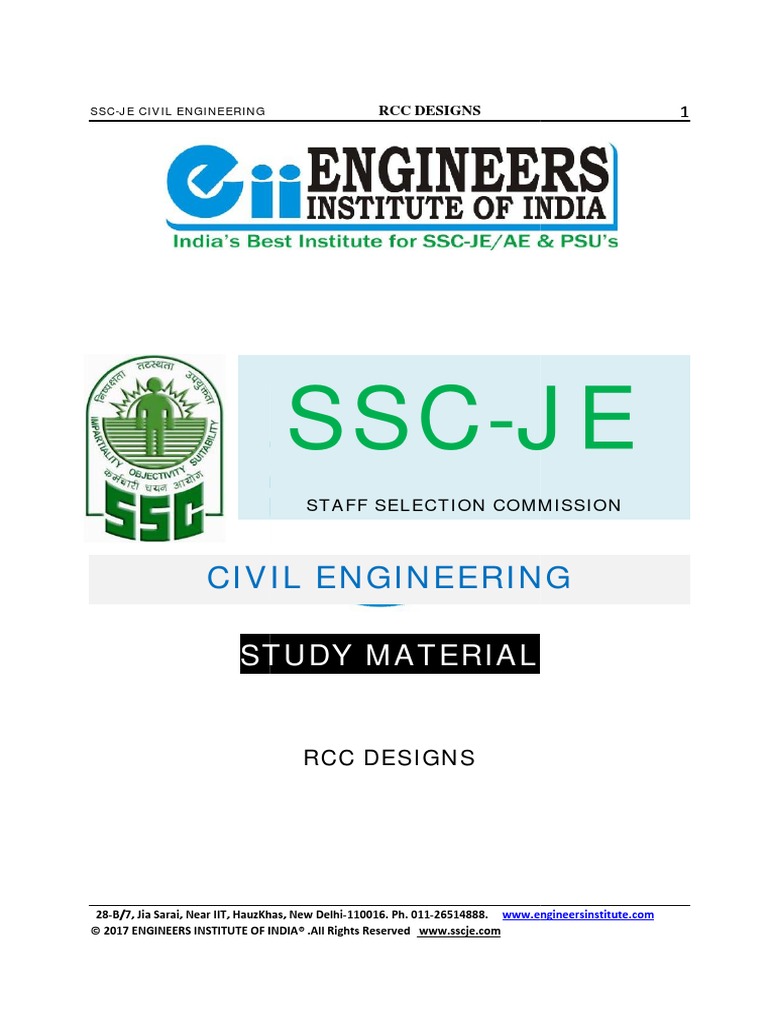 SSC JE Study Materials RCC DESIGNS | PDF | Young's Modulus | Creep ...
