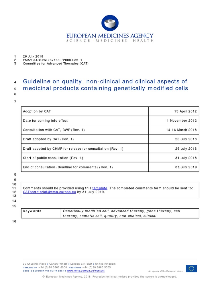 Guideline On Quality, Non-Clinical and Clinical Aspects of 4 Medicinal ...
