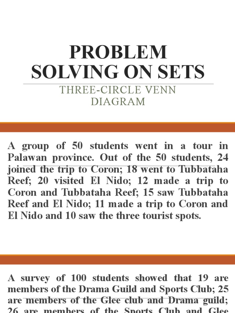 PROBLEM SOLVING ON SETS - 3 Circle | PDF | Social Science