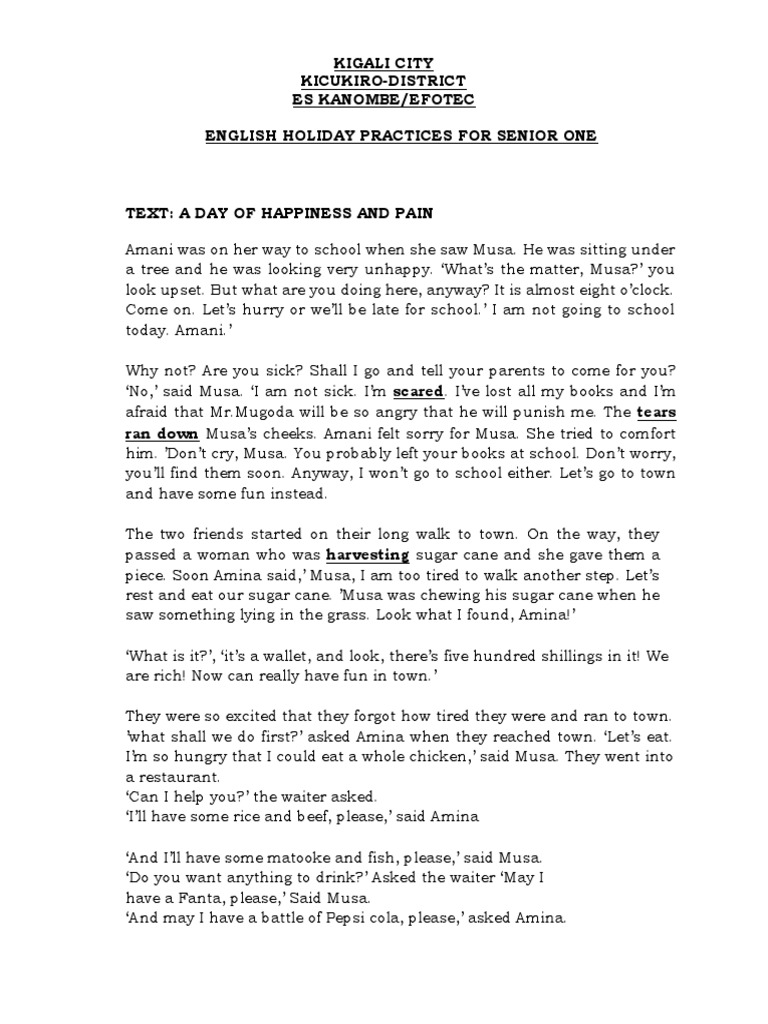 Kigali City Kicukiro-District Es Kanombe/Efotec English Holiday ...