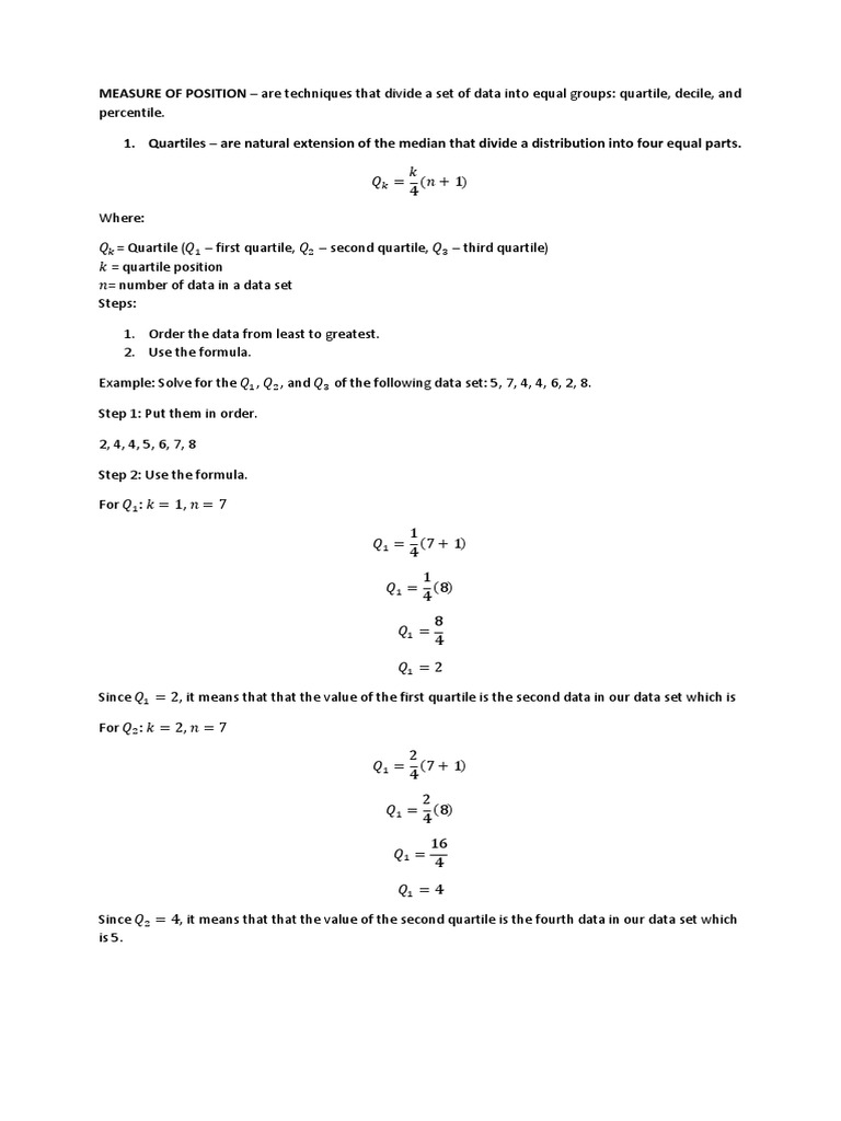 Measure of Position | PDF | Quartile | Percentile