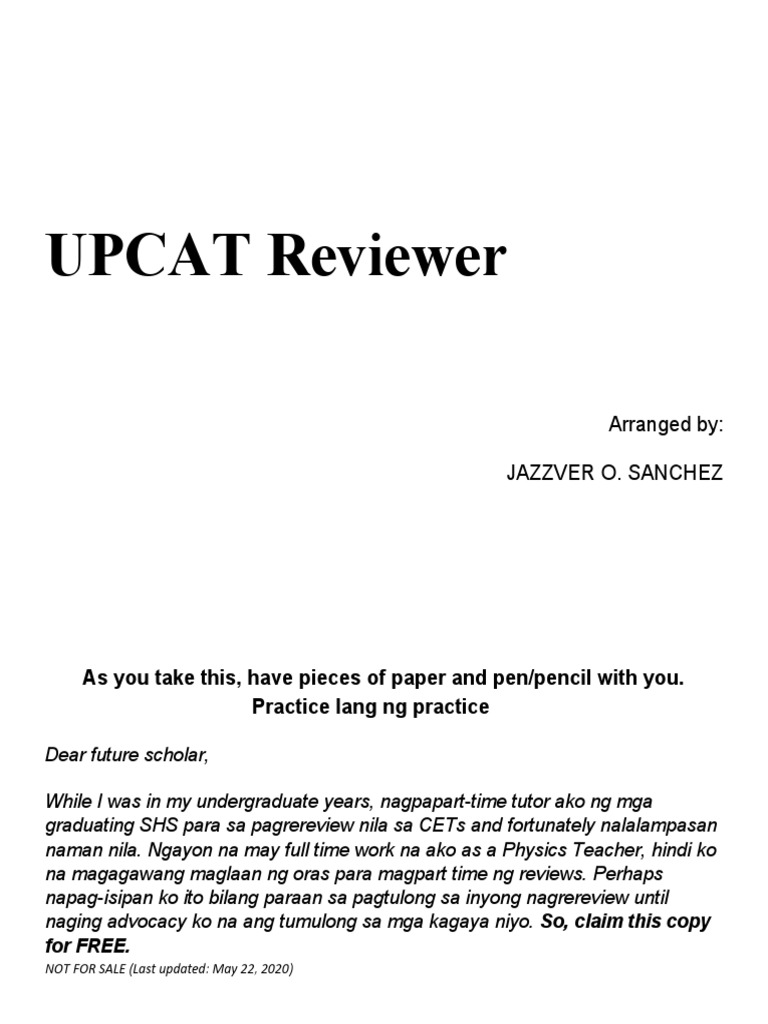 UPCAT Complete Reviewer 2020 1st1 | PDF | Coral Reef | Pastoralism