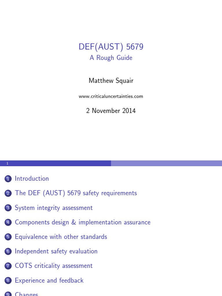 DEF(AUST) 5679 Safety Standards Guide | PDF | Hazards | Risk