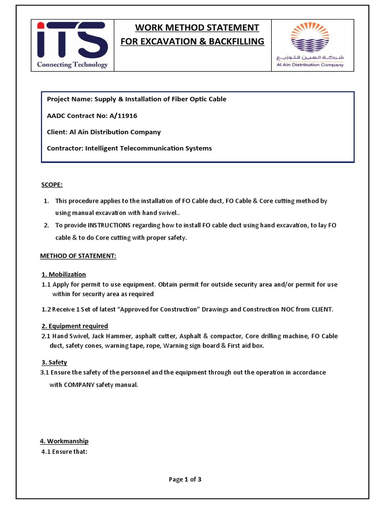 Wms-Excavation & Backfilling | PDF | Excavation (Archaeology) | Road