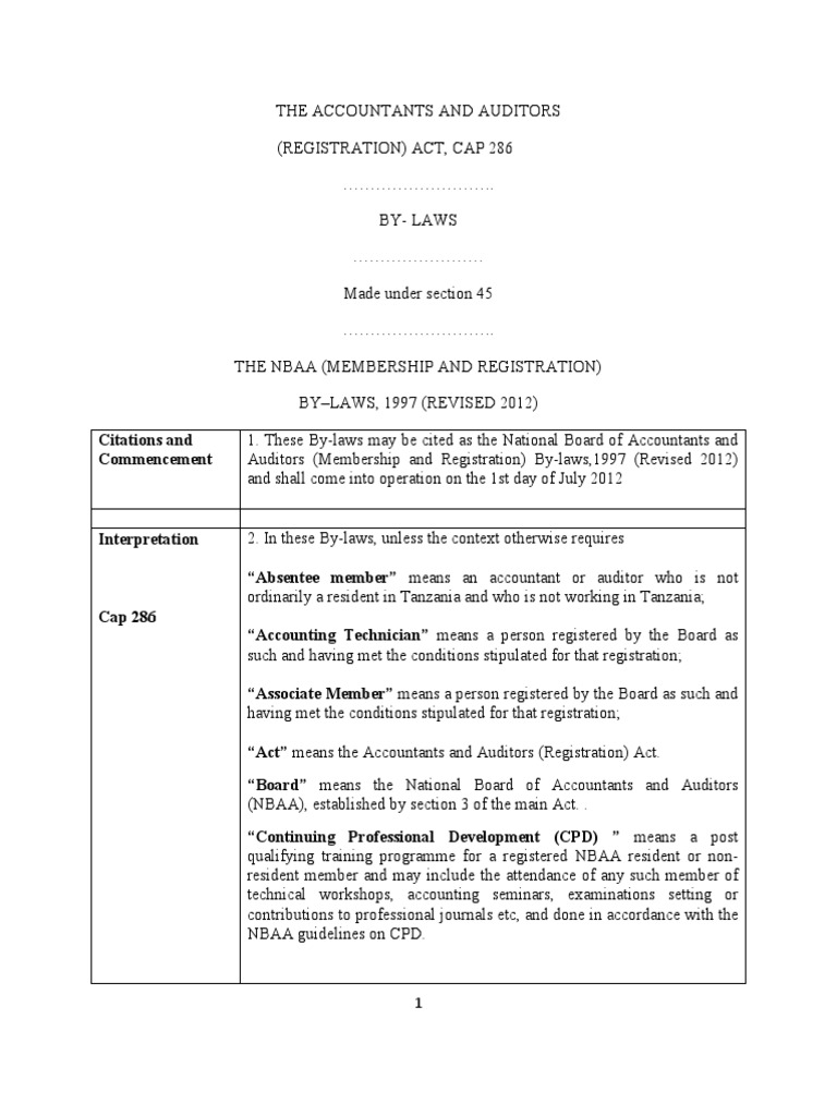 NBAA Membership and Registration By-Laws | PDF | Accountant | Certified ...