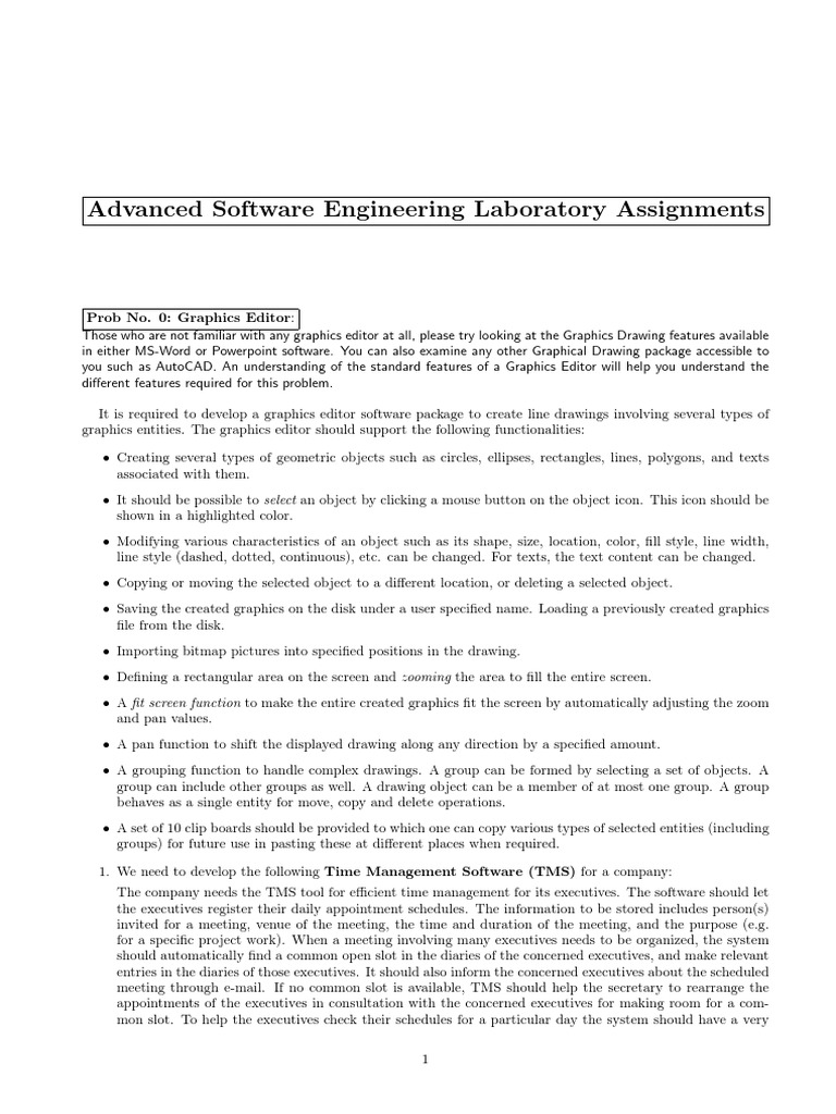 Advanced Software Engineering Laboratory Assignments: Prob No. 0: Graphics Editor | PDF | Retail ...