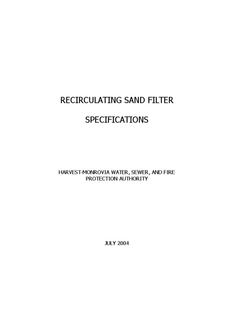 Recirculating Sand Filter Specs | PDF | Pipe (Fluid Conveyance) | Valve