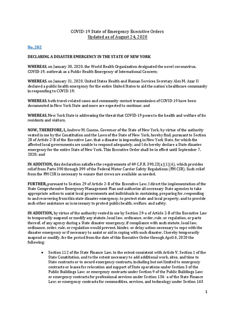 Executive Orders 202-202.58 (August 24) | PDF | Nursing | Mental Health
