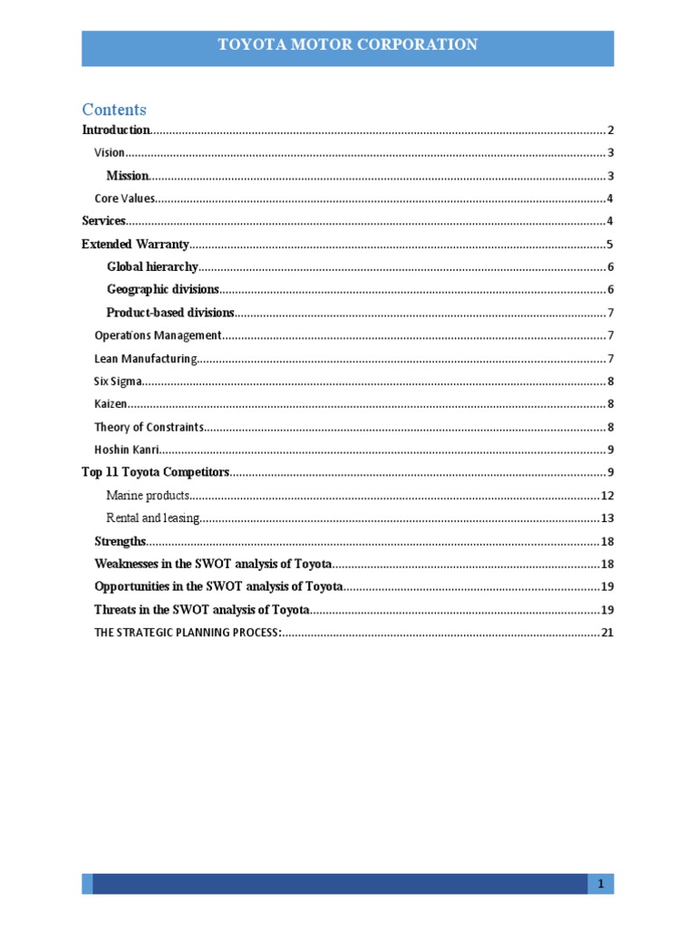 Toyota Pom Project Report | Download Free PDF | Toyota | Operations ...