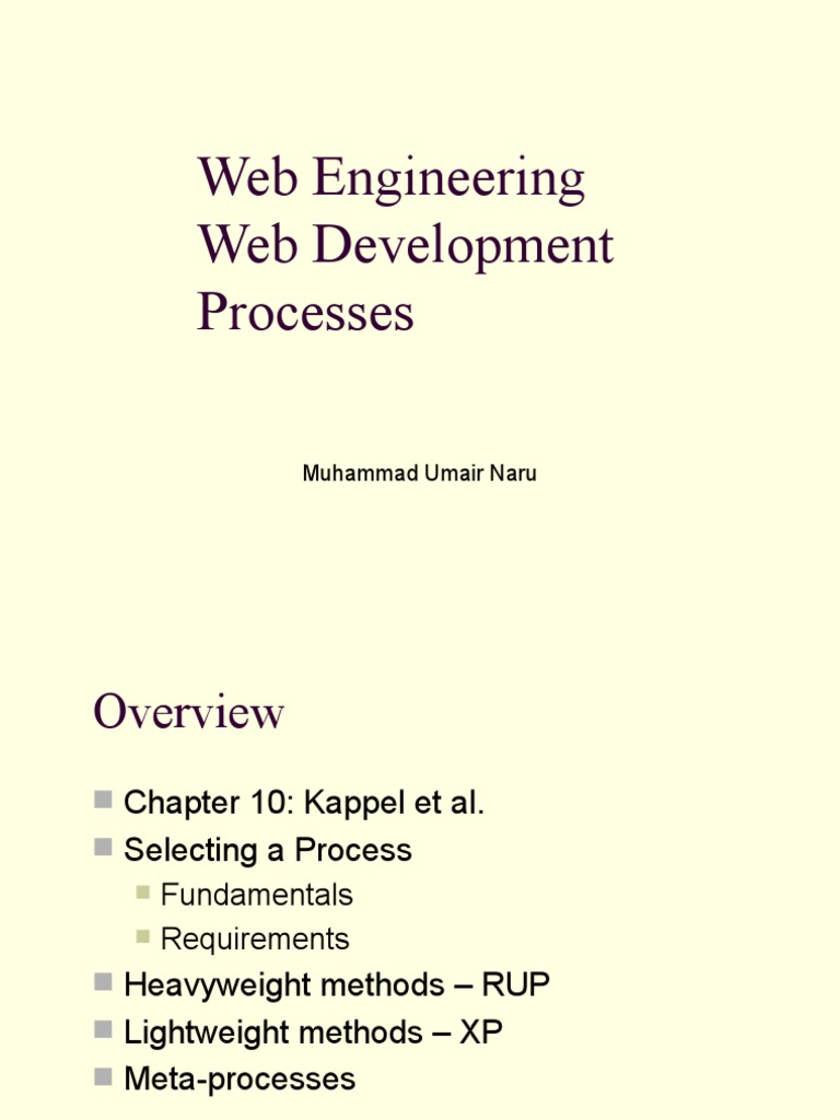 Web Engineering Web Development Processes: Muhammad Umair Naru ...