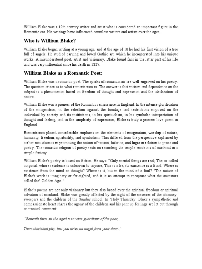 Who Is William Blake? | PDF | William Blake | Romanticism