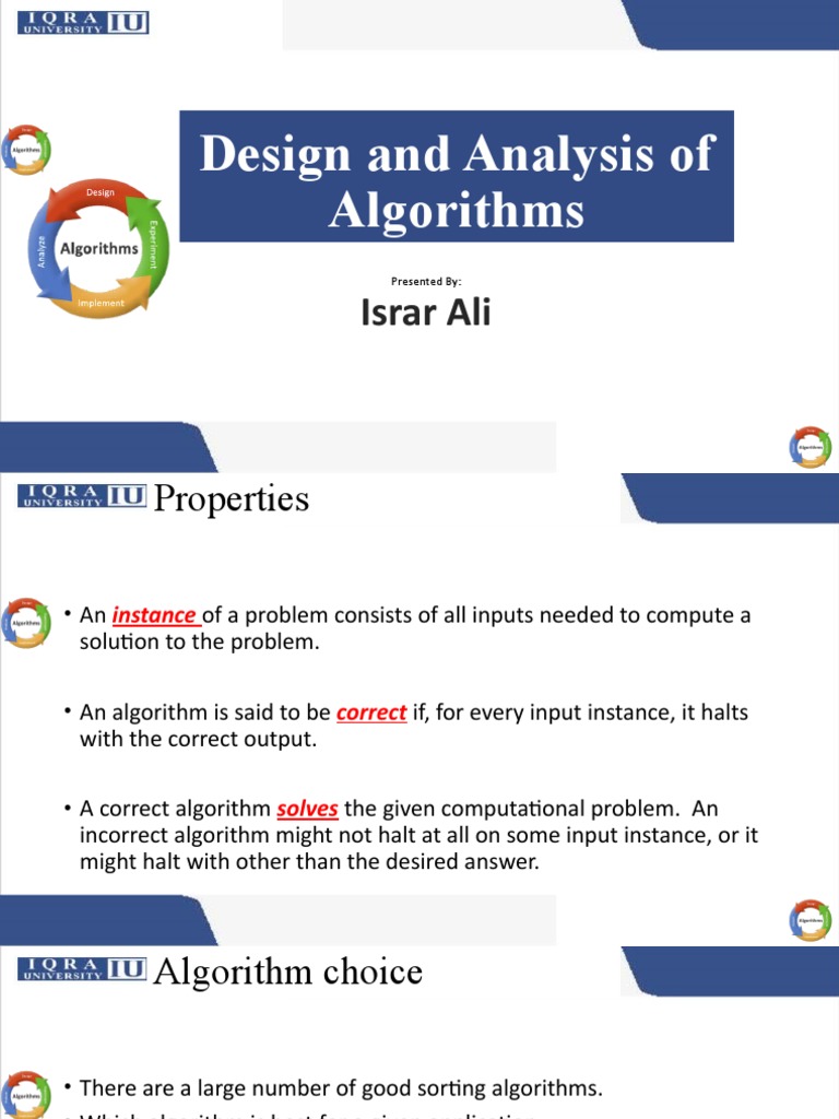 Design and Analysis of Algorithms: Israr Ali | PDF | Algorithms ...