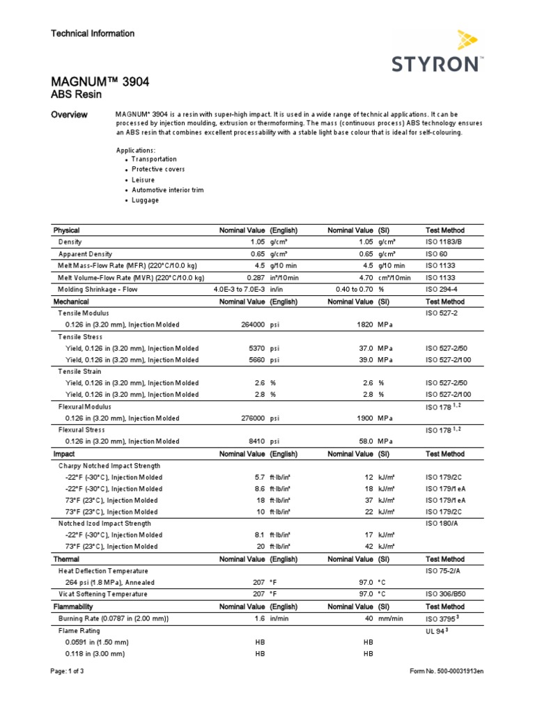 Magnum 3904 Datasheet | PDF | Safety | Yield (Engineering)