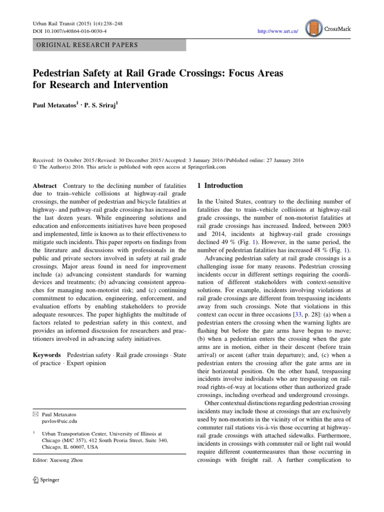 Enhancing Pedestrian Safety at Rail Crossings | PDF | Pedestrian ...