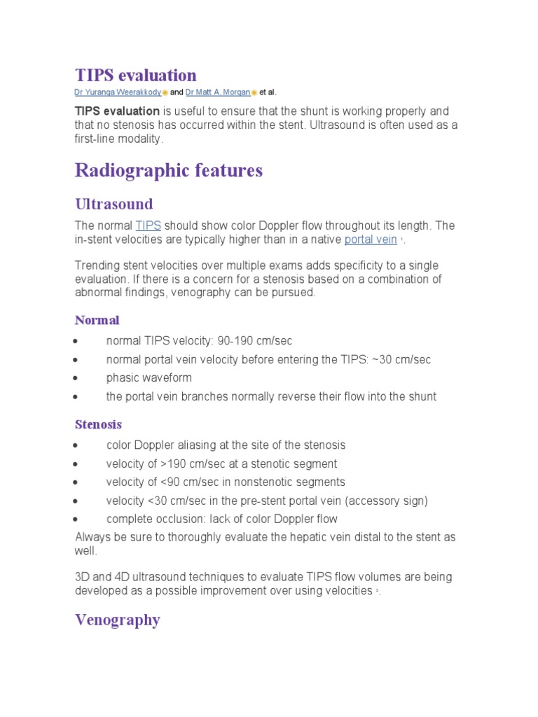 Radiographic Features: TIPS Evaluation | PDF | Technology & Engineering