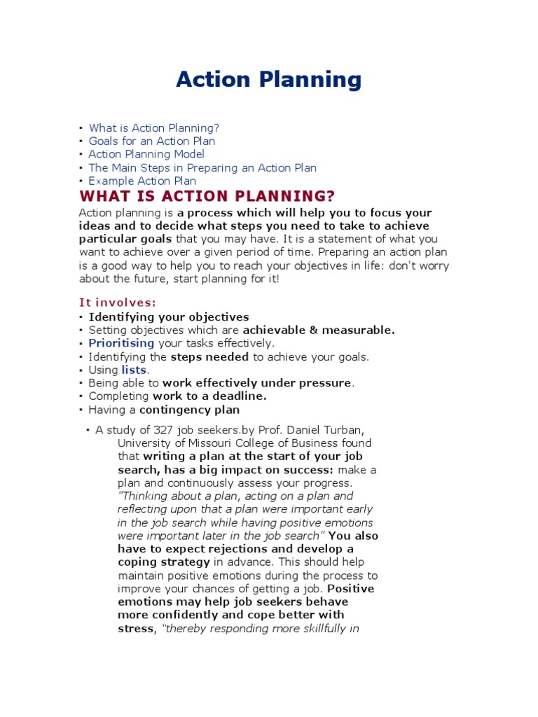 Effective Action Planning Guide | PDF | Goal | Psychology