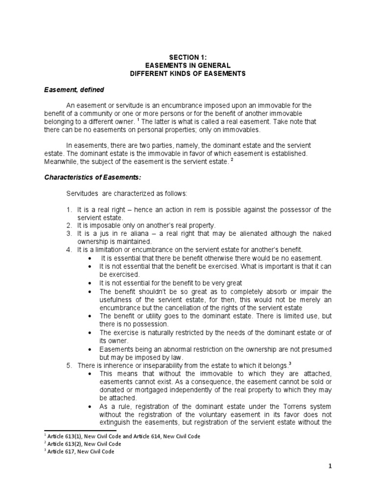 Easement, Defined: Section 1: Easements in General Different Kinds of ...