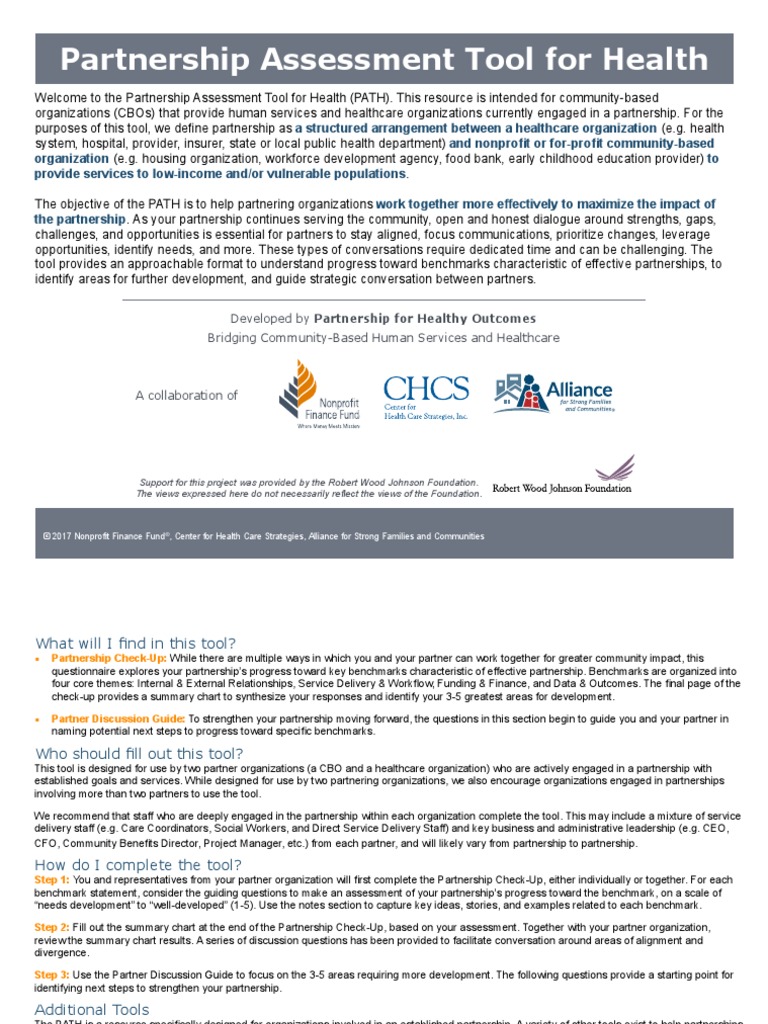Partnership Assessment Tool For Health - 0 PDF | PDF | Benchmarking | Goal