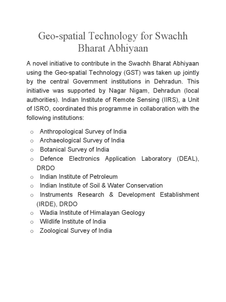 Geo-Spatial Technology For Swachh Bharat Abhiyaan | PDF | Toilet | Science