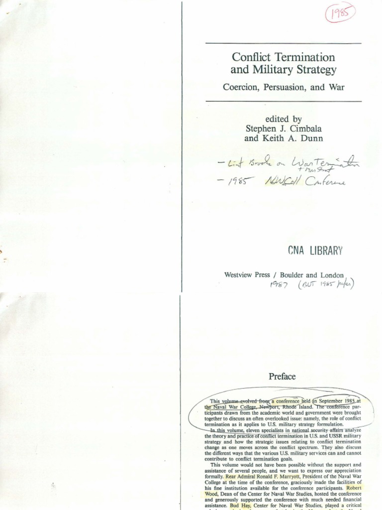 Conflict Termination and Military Strategy: Ljaf) R | PDF | Deterrence ...
