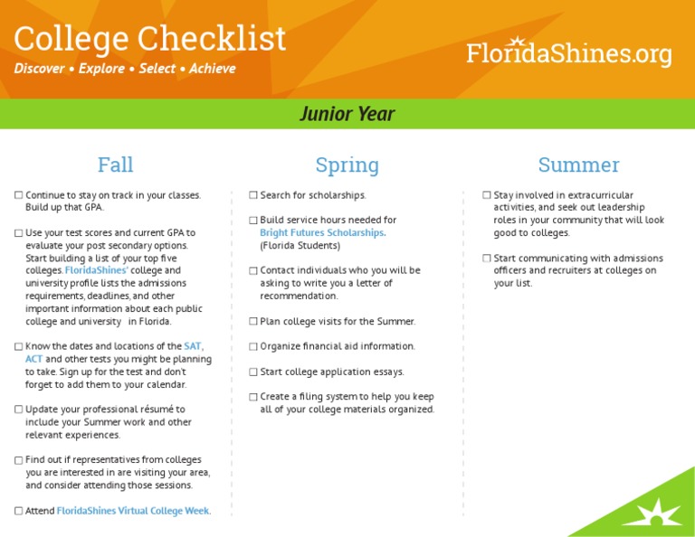 College Prep Checklist for Juniors | PDF | Career & Growth