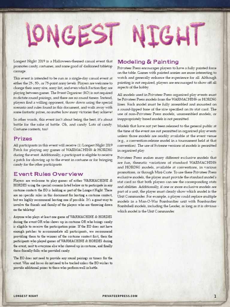 Longest Night Rules 2019 | PDF | Leisure