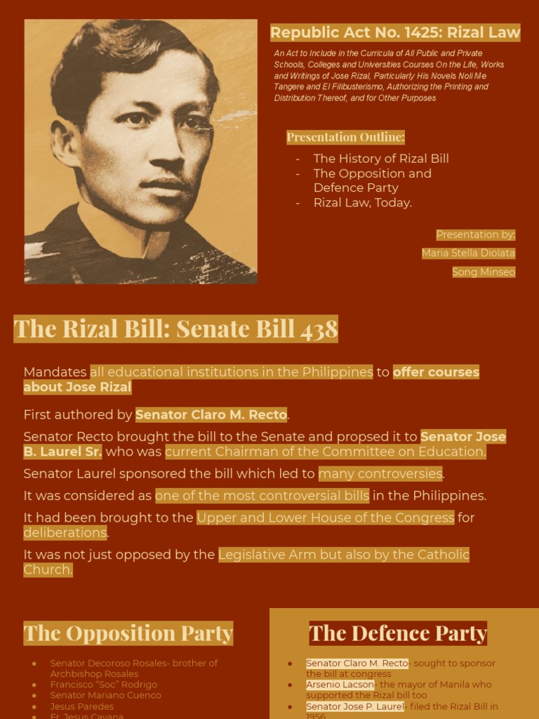 Republic Act No. 1425: Rizal Law: Presentation Outline | PDF | Philippines