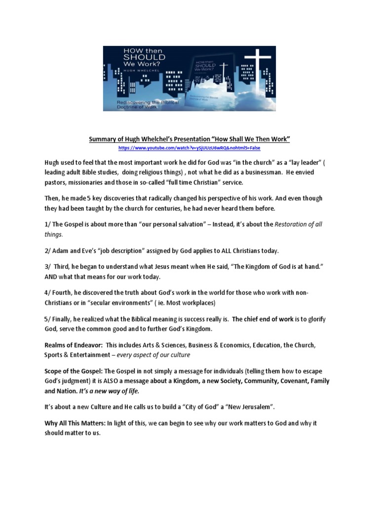 How Then Should We Work Video Summary | PDF | The Gospel | Christian ...