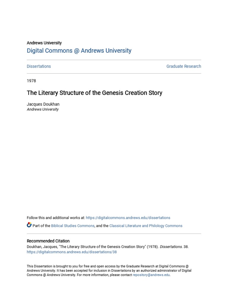 The Literary Structure of The Genesis Creation Story - Jacques Doukhan ...