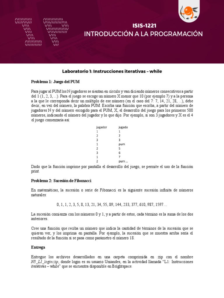 Laboratorio 1: Instrucciones Iterativas - While: Problema 1: Juego Del PUM | PDF